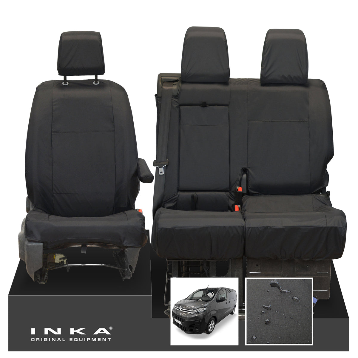 Citroen Dispatch INKA Front 1+2 Tailored Waterproof Seat Covers Black ...