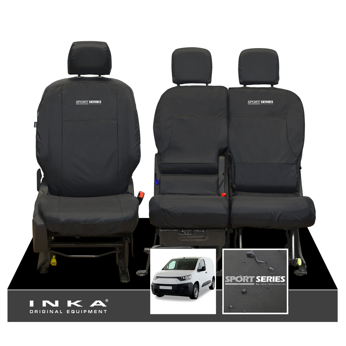 Fiat Doblo INKA Front 1+2 Tailored Waterproof Seat Covers Black MY-202 ...
