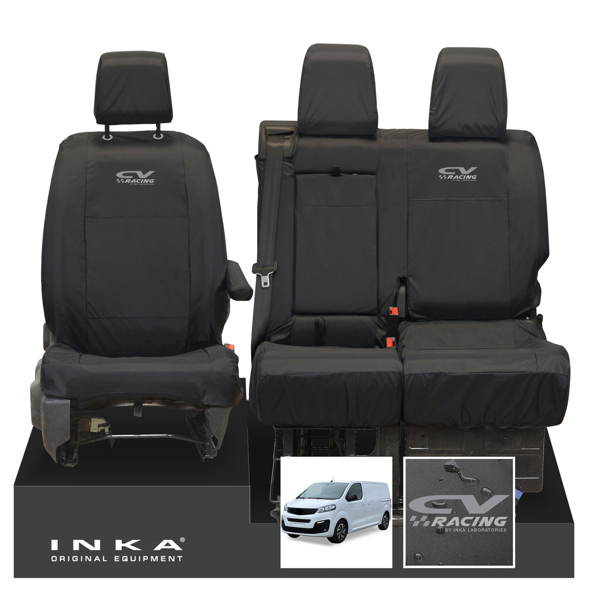 Fiat Scudo INKA Front 1+2 Tailored Waterproof Seat Covers Black MY22 o ...