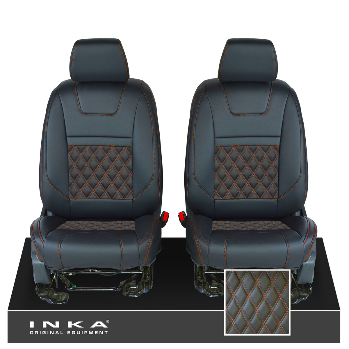 Ford Ranger Wildtrak INKA Front 1+1 Tailored Seat Covers Black Bentley ...