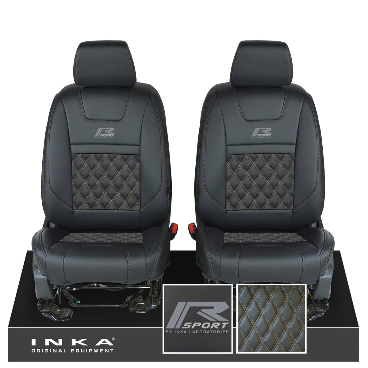 Ford Ranger Wildtrak INKA Front 1+1 Tailored Seat Covers Black Bentley ...
