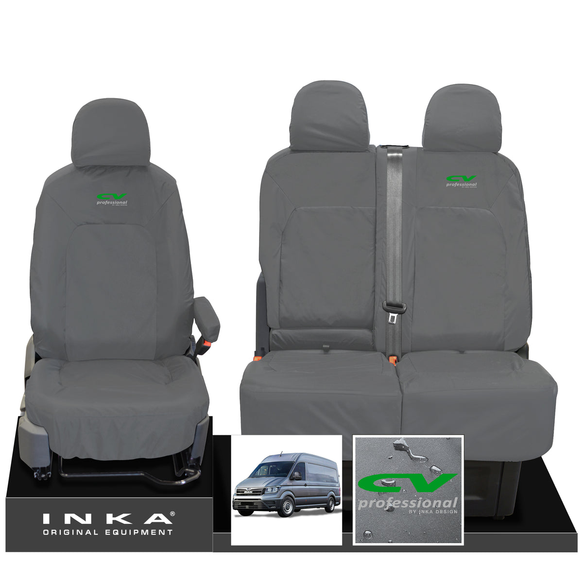 MAN TGE Panel Van INKA Front 1+2 Tailored Waterproof Seat Covers Grey ...