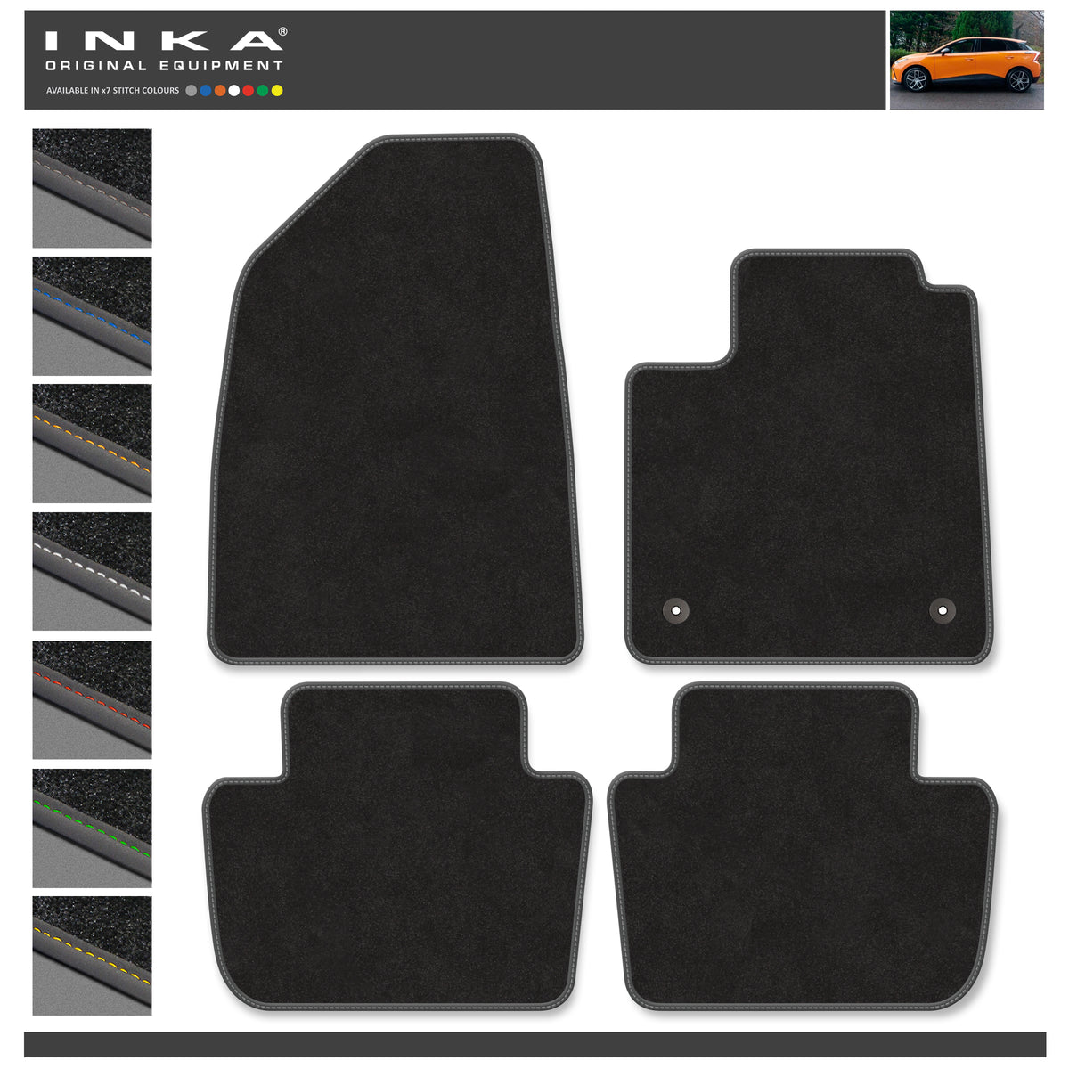 MG MG4 Front & Rear Tailored Carpet Mat with 7x Stitch Colours Fits MY ...