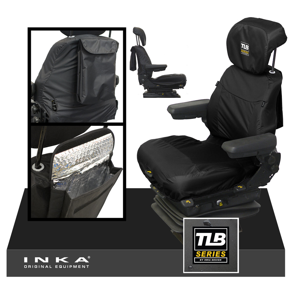 CAT Backhoe Loader Heavy Duty Fully Tailored Waterproof Seat Covers Bl ...