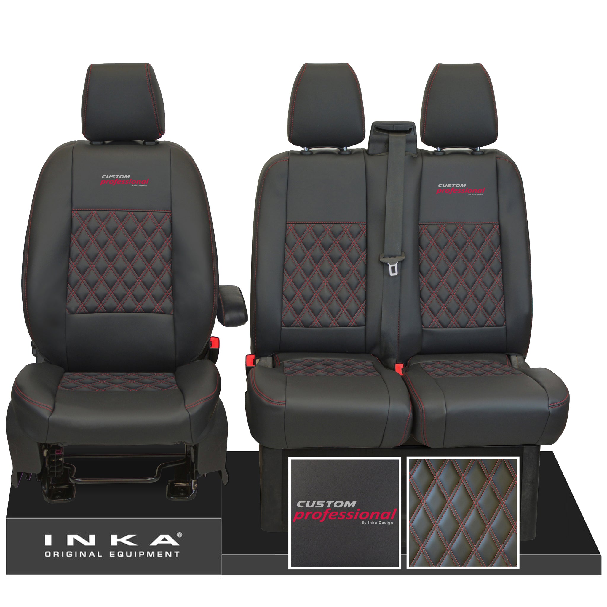Ford Transit Custom INKA Front Tailored Seat Covers Black Bentley Diam ...