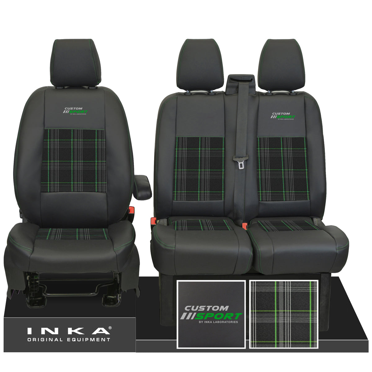 Inka Custom Sport Front 1+2 Tailored Leather Look Seat Covers in Tarta ...