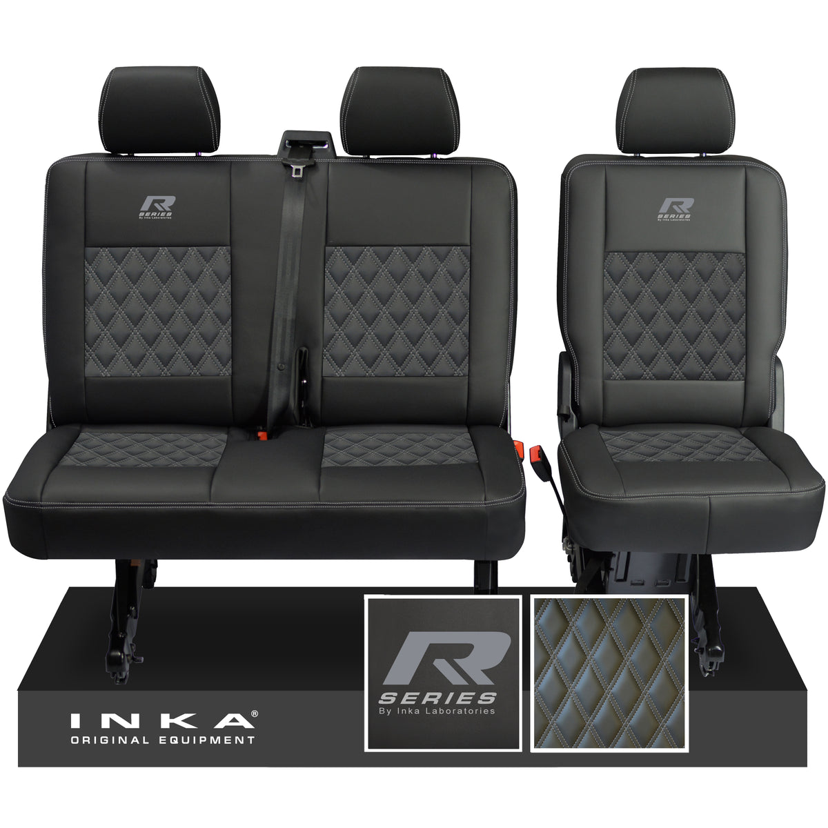 New VW Transporter T6.1, T6, T5.1 Rear 2+1 Bentley Diamond Quilt Tailo ...